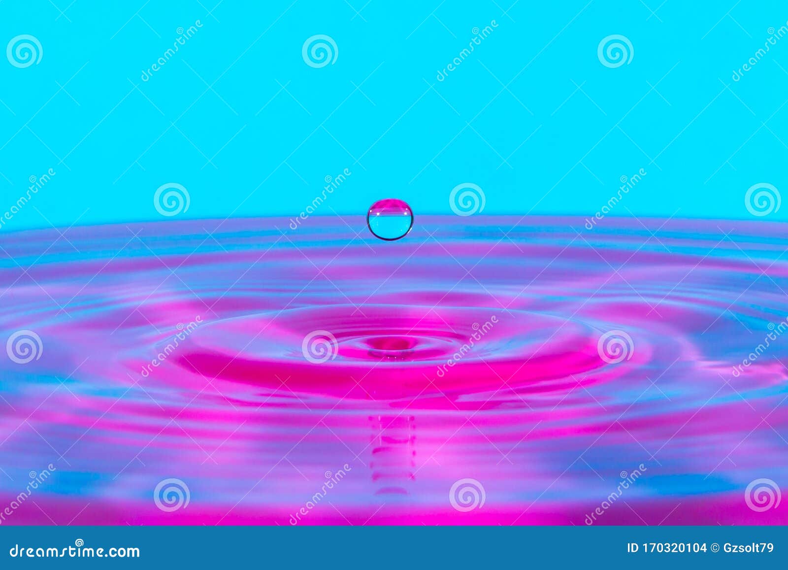 Water Drop Pink Blue stock photo. Image of drop, wave - 170320104