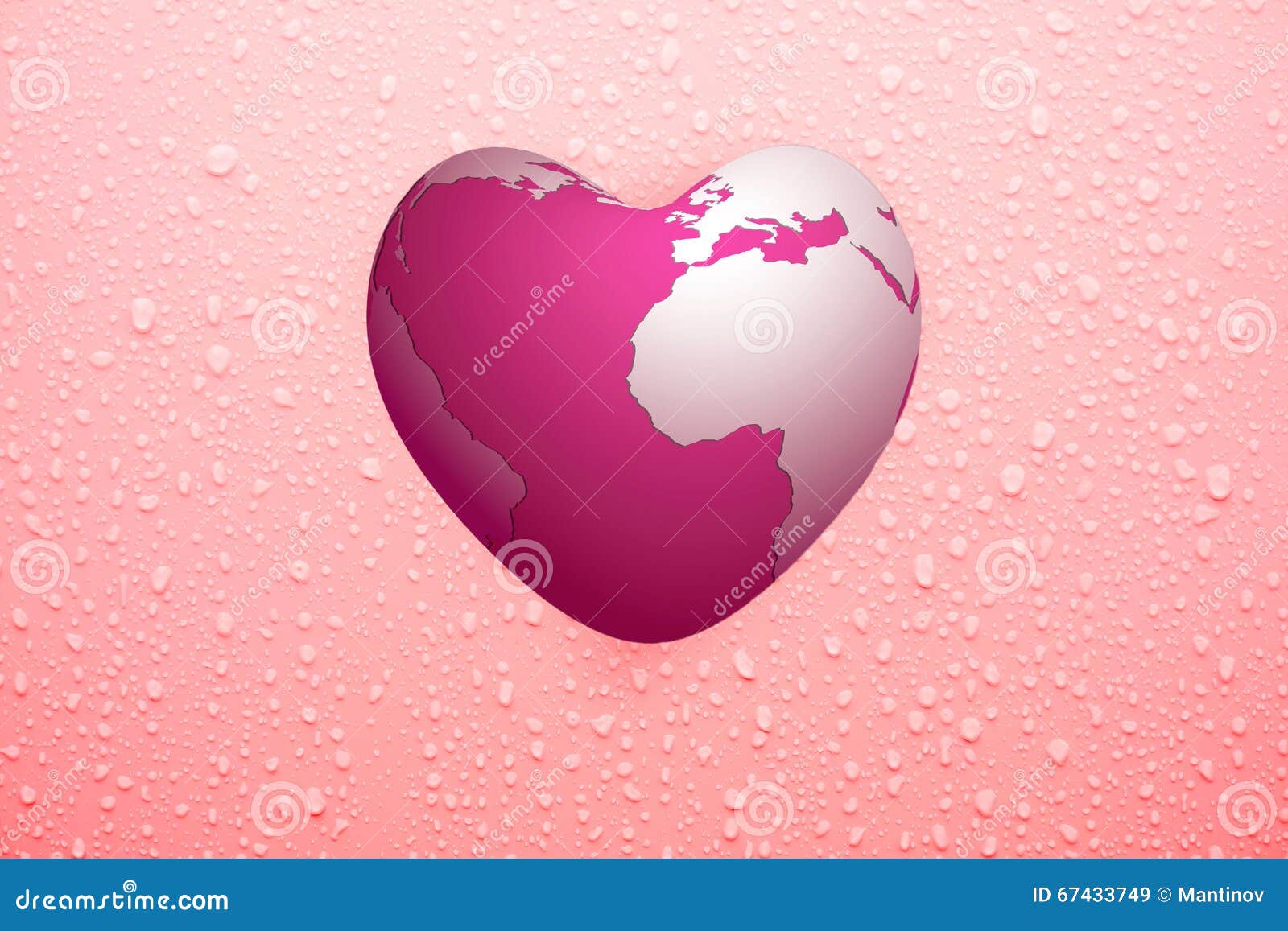 Water Drop on Pink Surface and Heart-shape Earth Stock Image - Image of ...