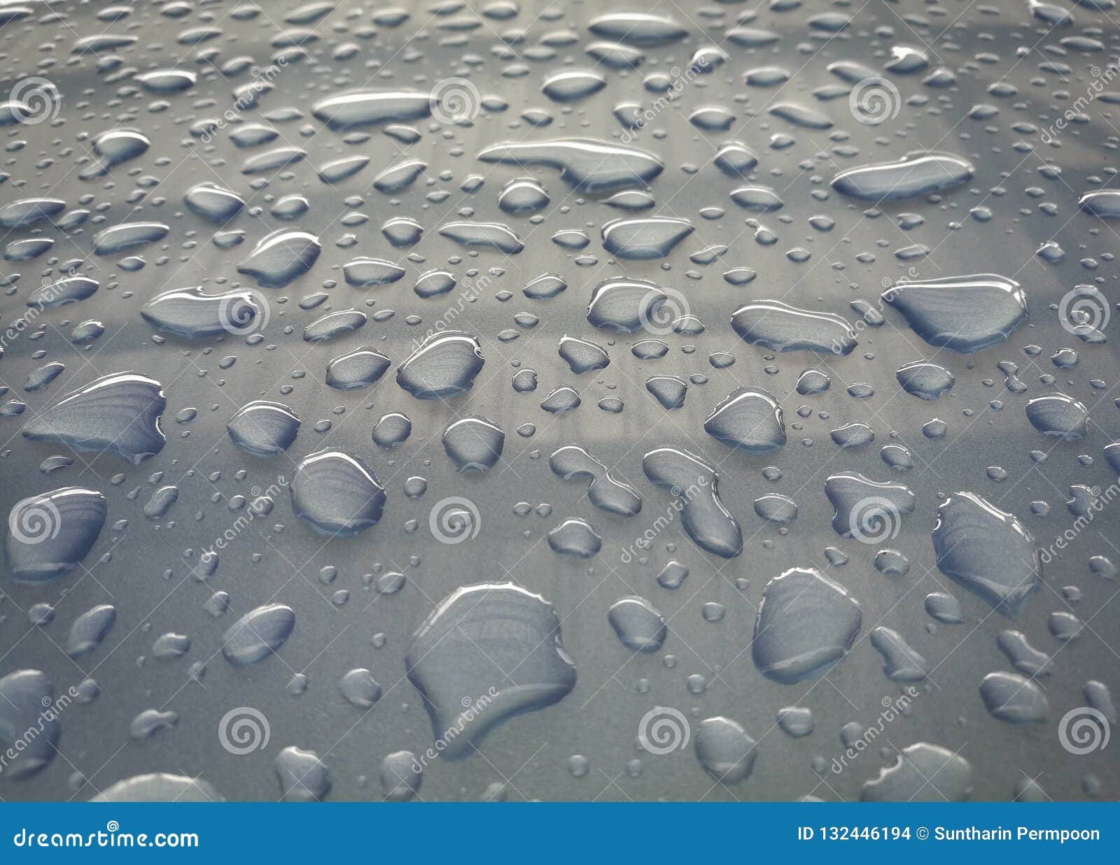 Water Drop of Rain on a Blue Car Background Stock Photo - Image of ...