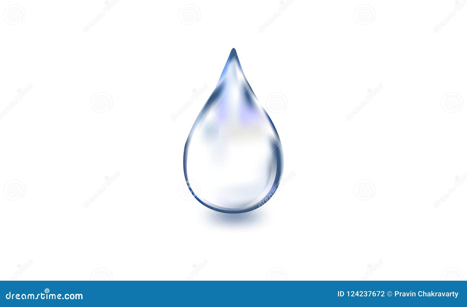 Water Drop, Realistic Single Water Drop on White Background, Vector ...
