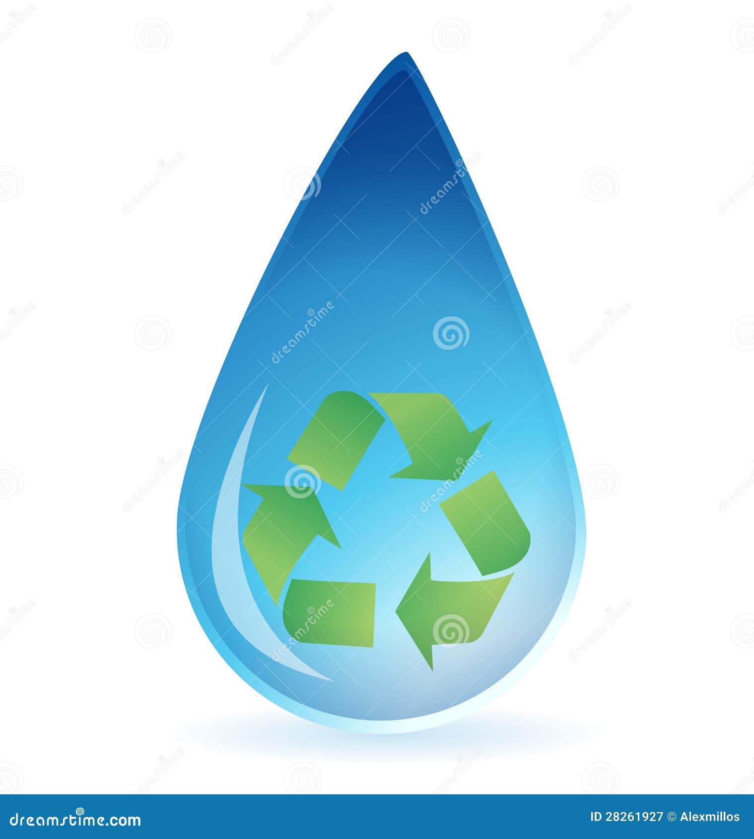 Water Drop with Recycle Symbol Inside Stock Illustration - Illustration ...