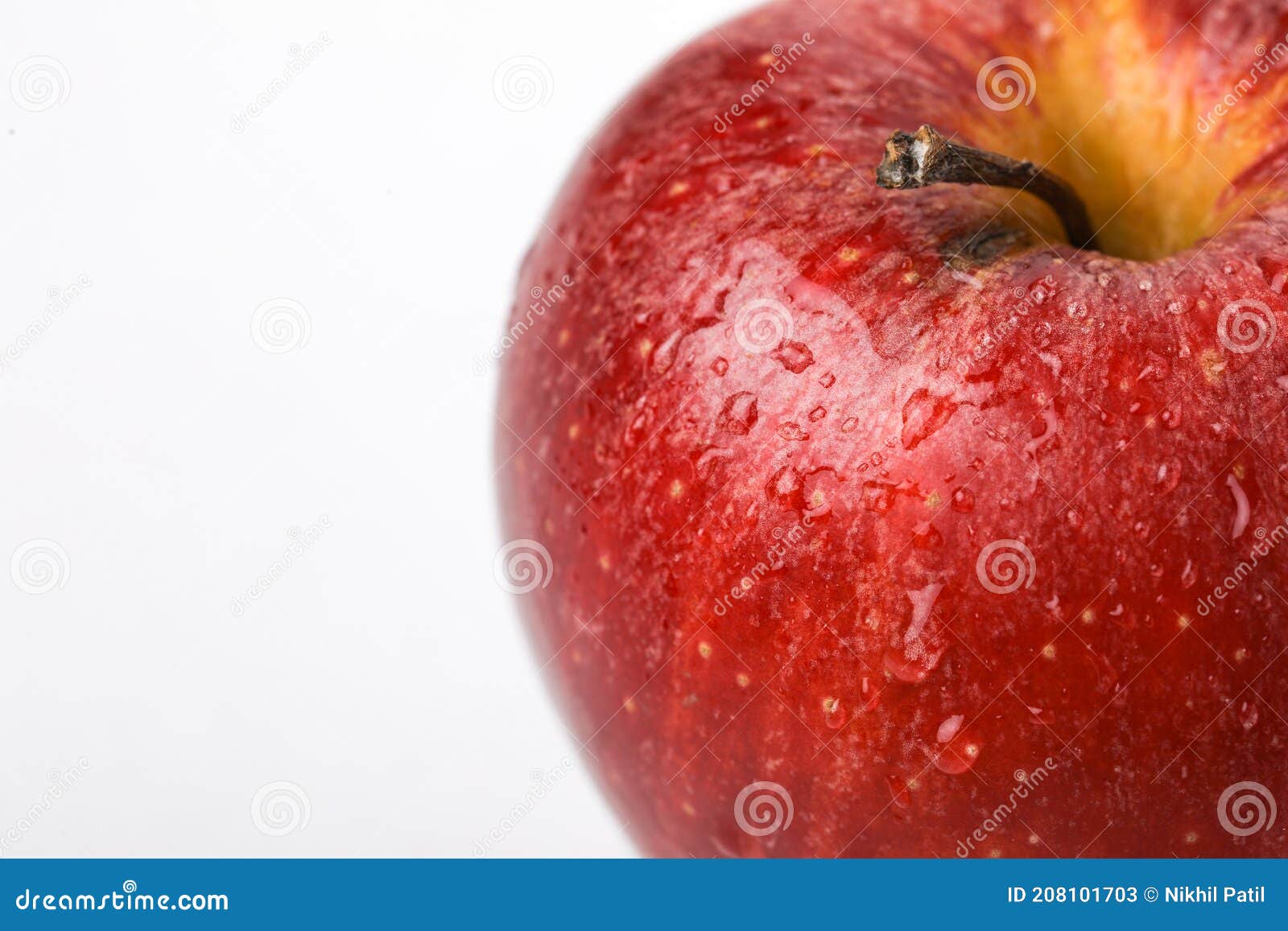 Water Drop on Red Apple Over White Background Stock Image - Image of ...