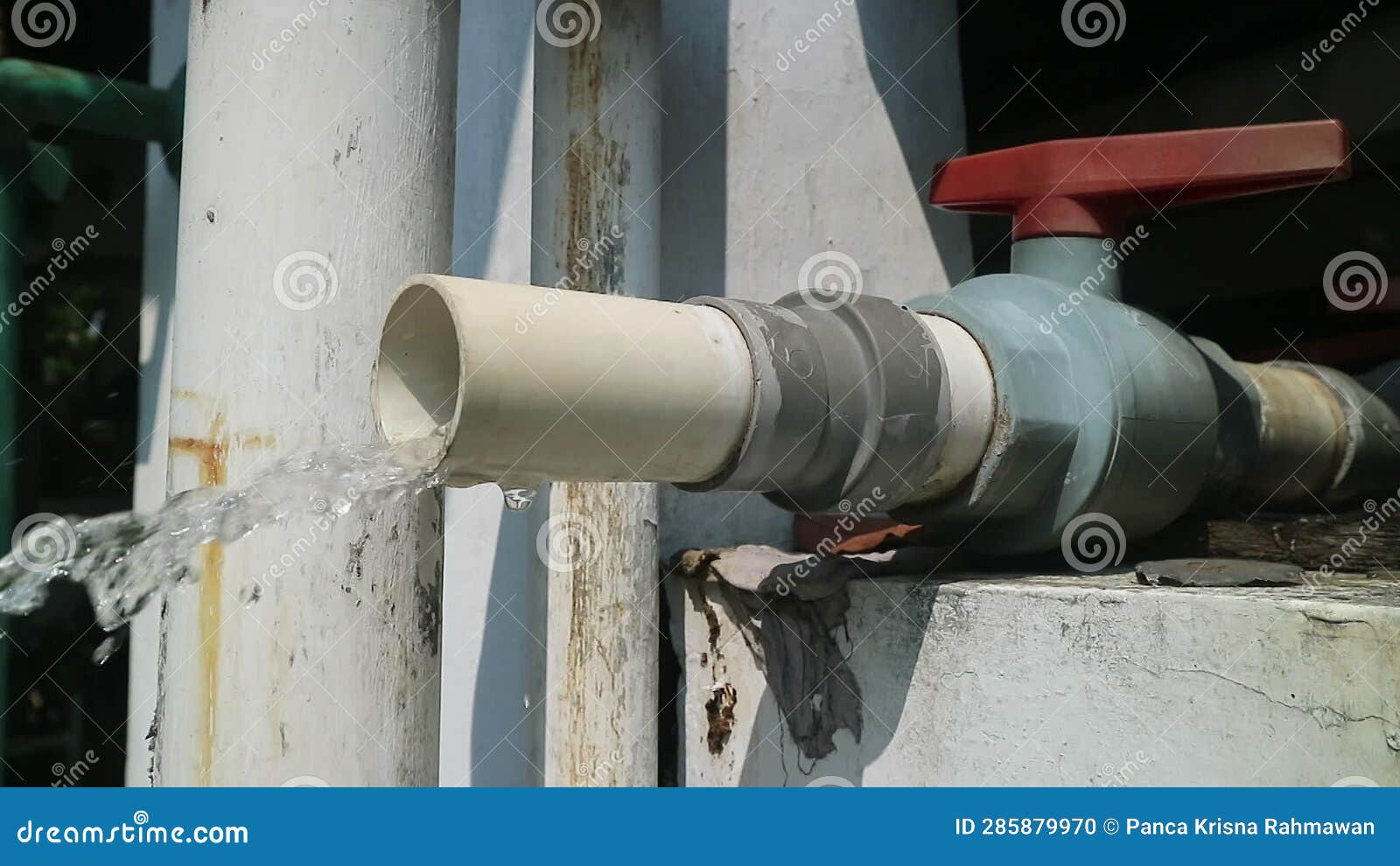 Water Drop from Red Valve Pipe Stock Footage - Video of pipeline ...