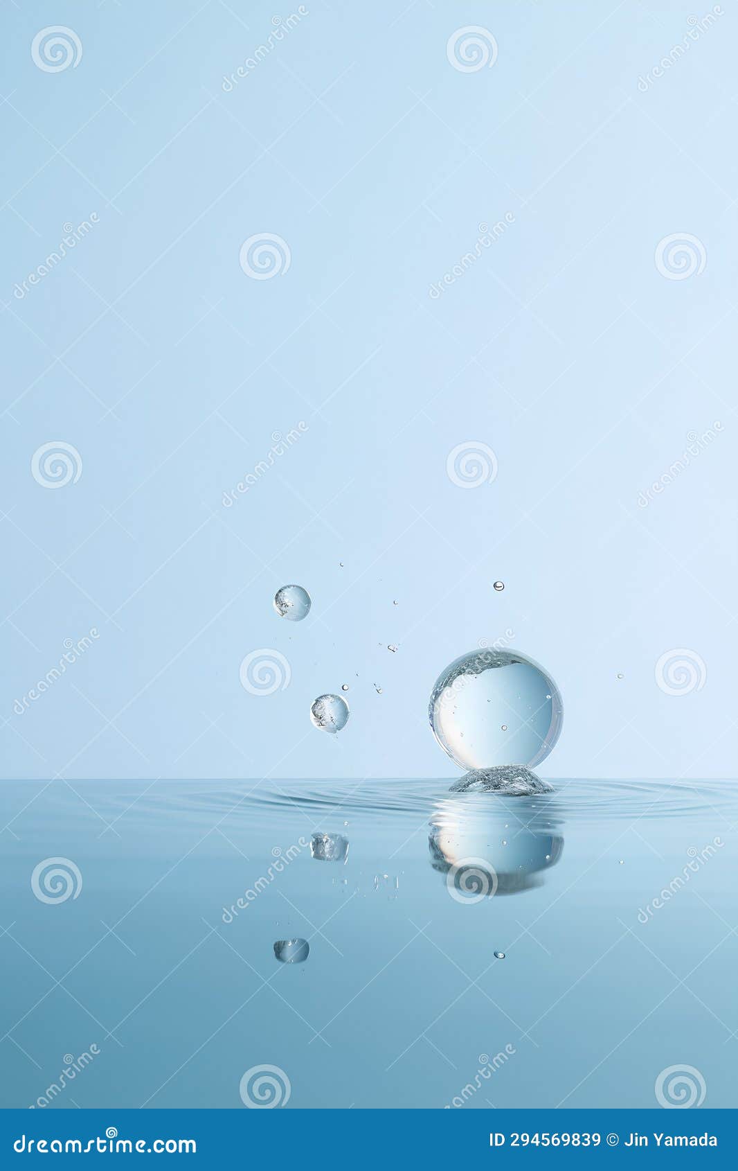Water Drop with Reflection on Blue Background. Water Drop Falling and ...