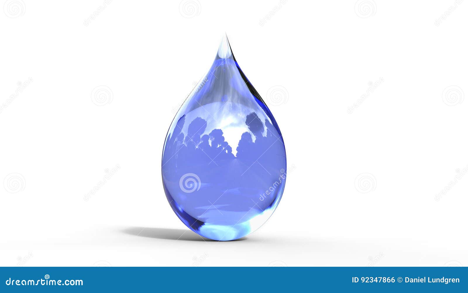 Water Drop with Reflection 3d Illustration Stock Illustration ...