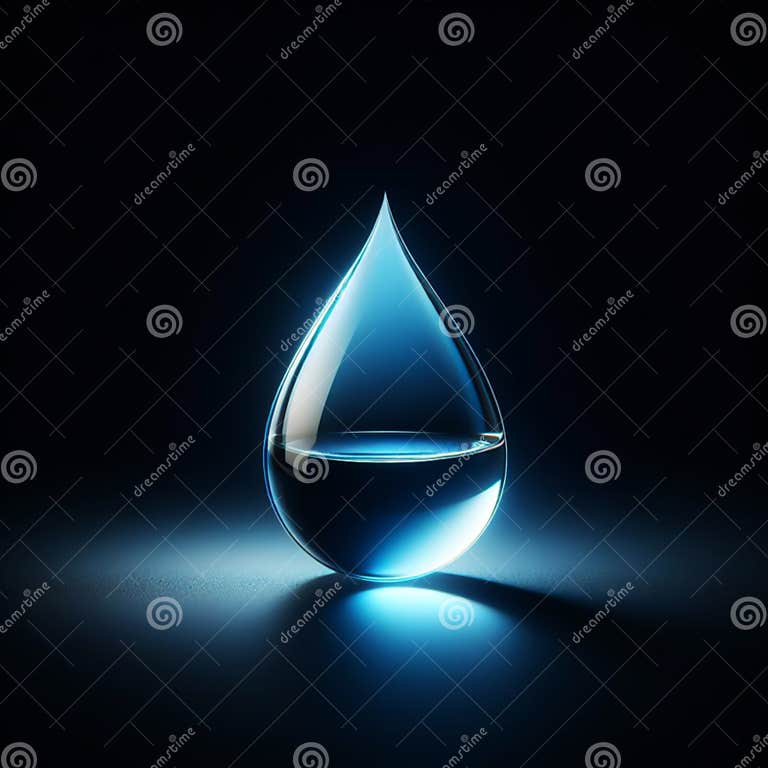 Water Drop with Refraction Light and Holographic Effect on Dark ...