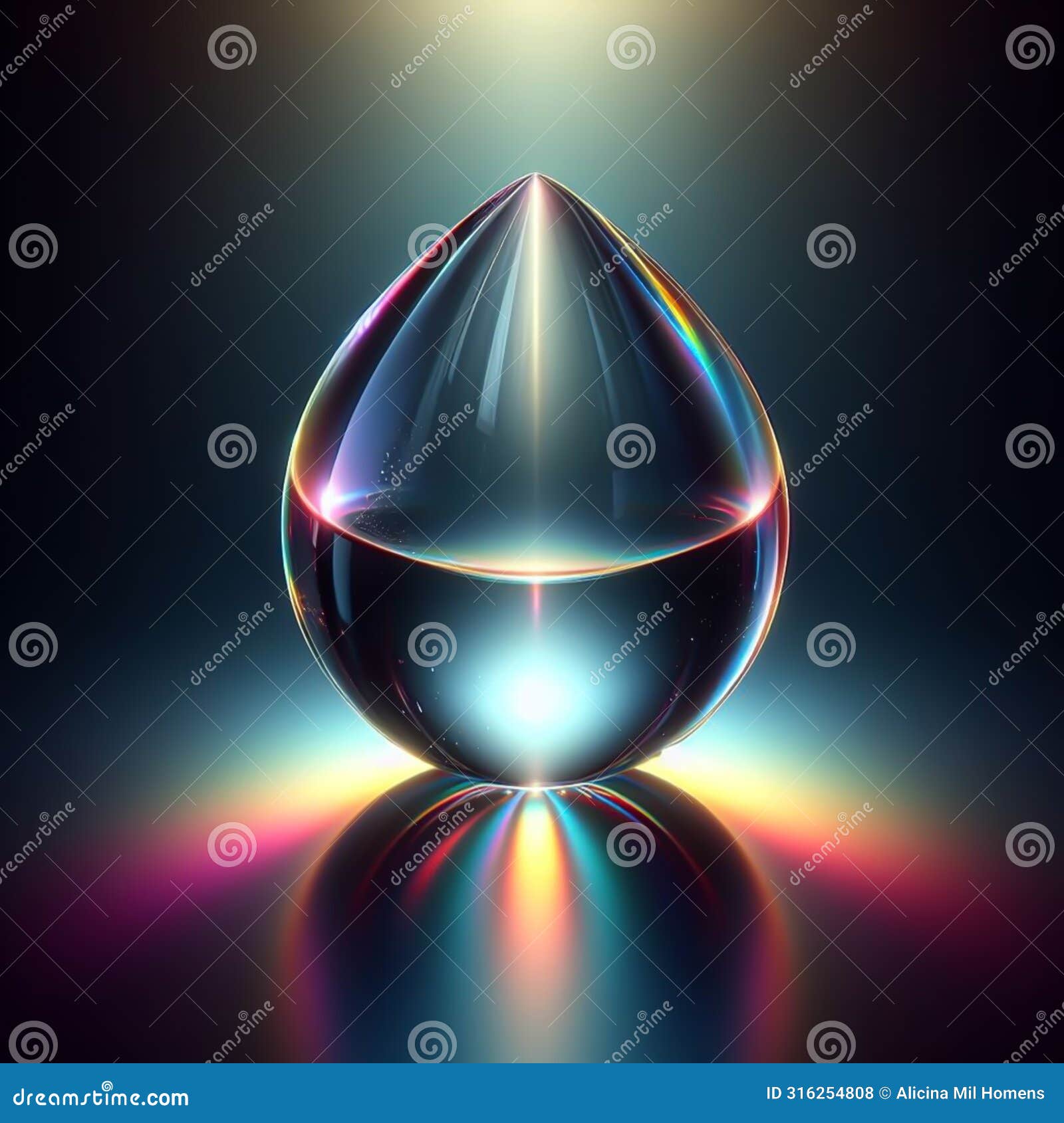 Water Drop with Refraction Light and Holographic Effect on Dark ...