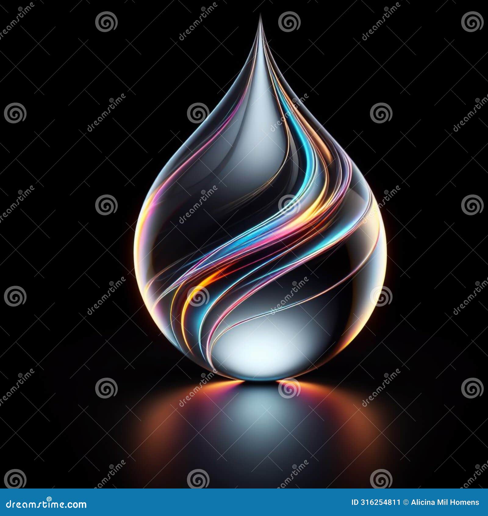 Water Drop with Refraction Light and Holographic Effect on Dark ...