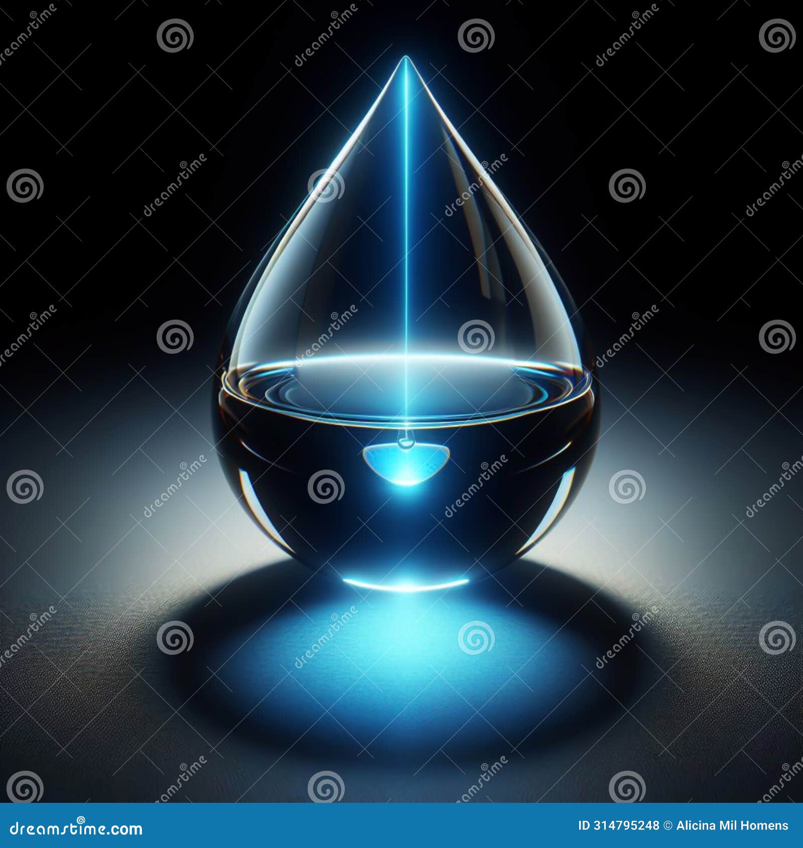 Water Drop with Refraction Light and Holographic Effect on Dark ...