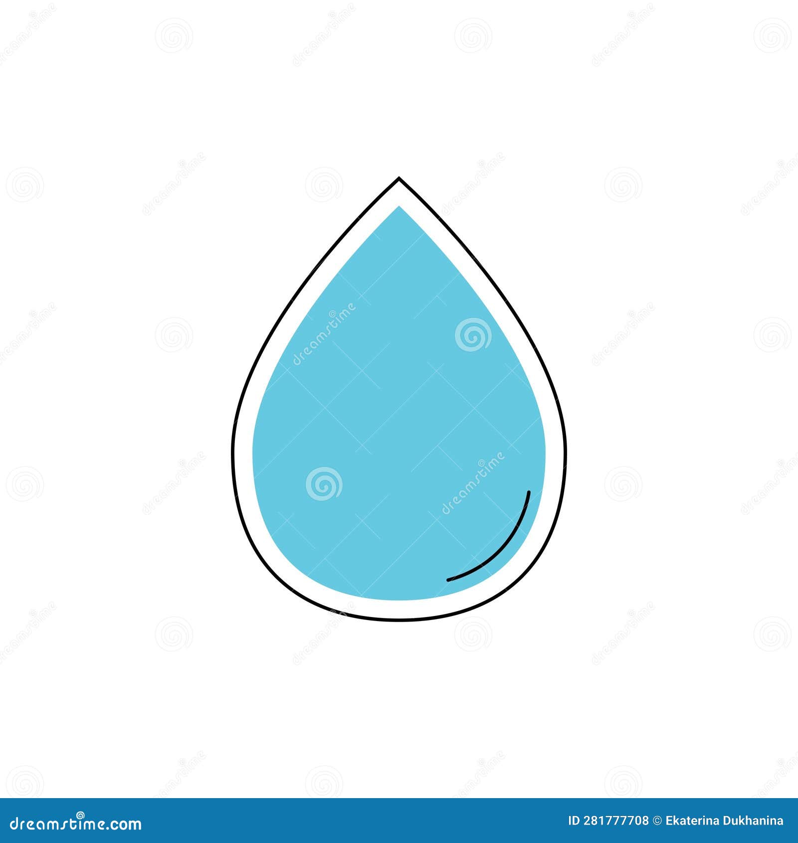 Water Drop in Retro Groove Style on White Backdrop. daily Water Tracker ...