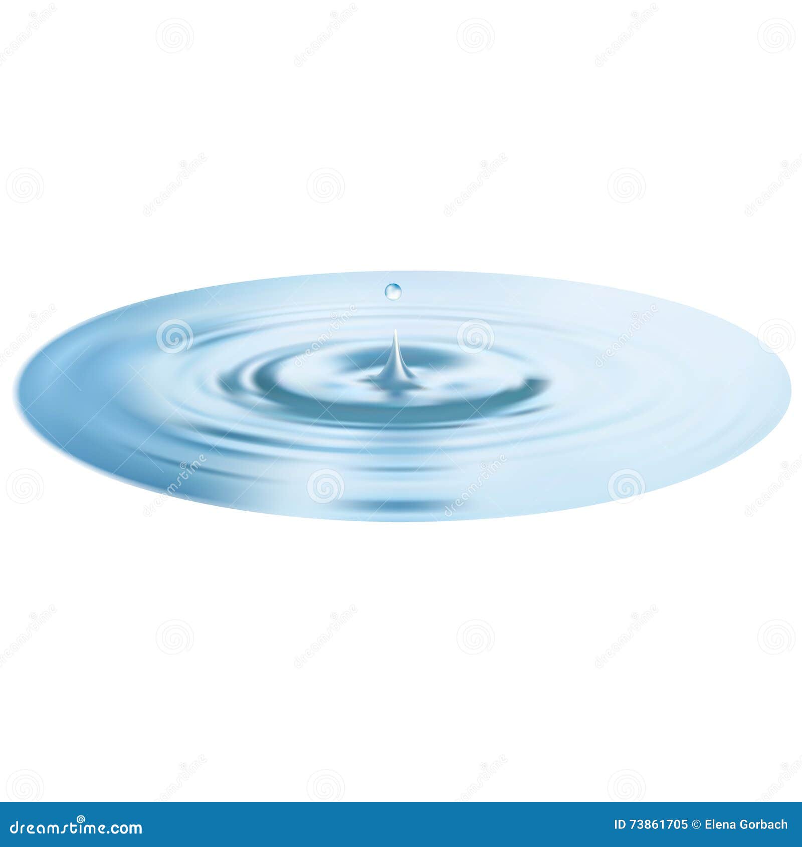 Water Drop and Ripple or Circle Isolated Over White. 3d Illustration ...
