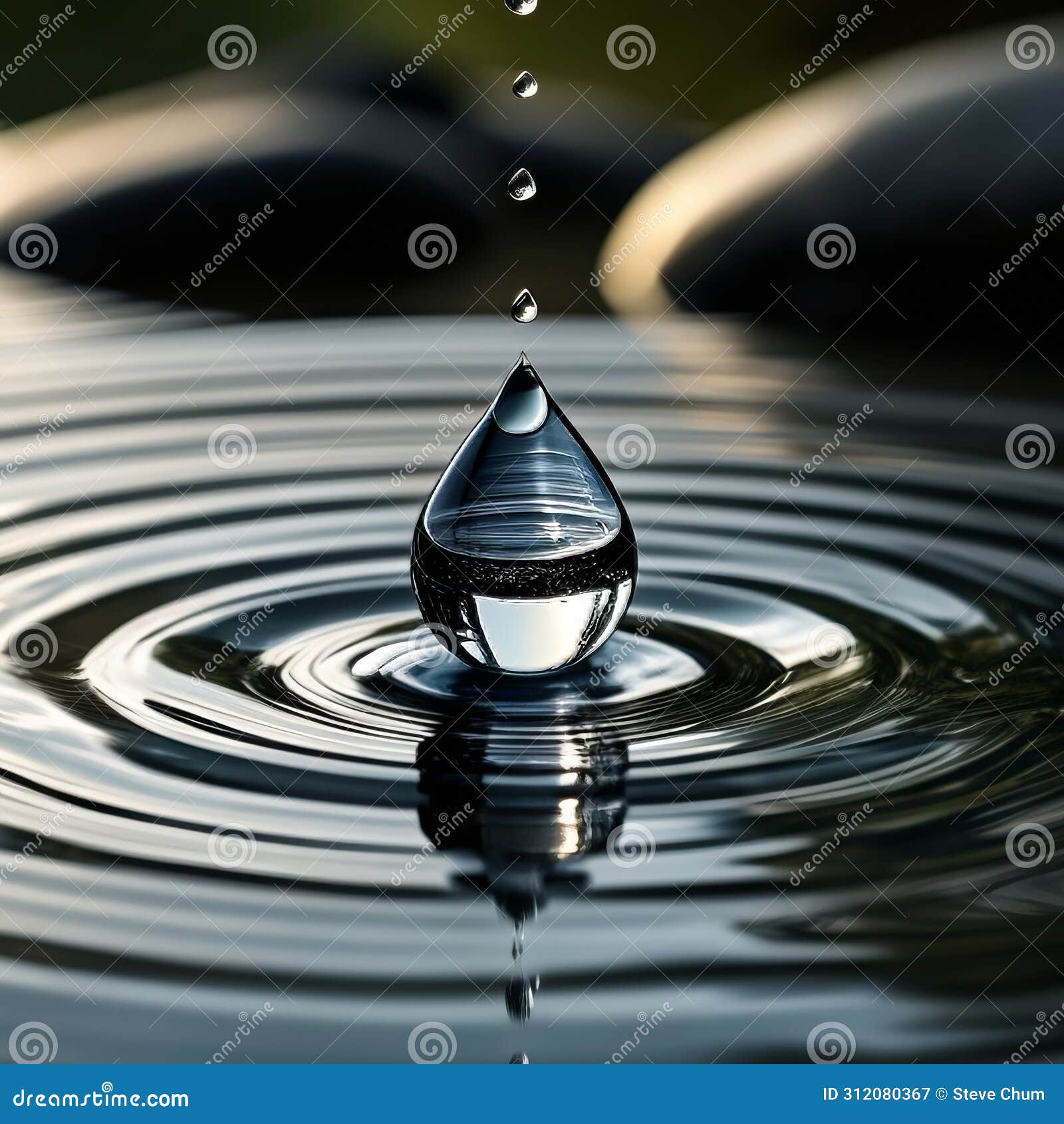 Water Drop with Ripples and Ripples on the Water Surface. Stock ...