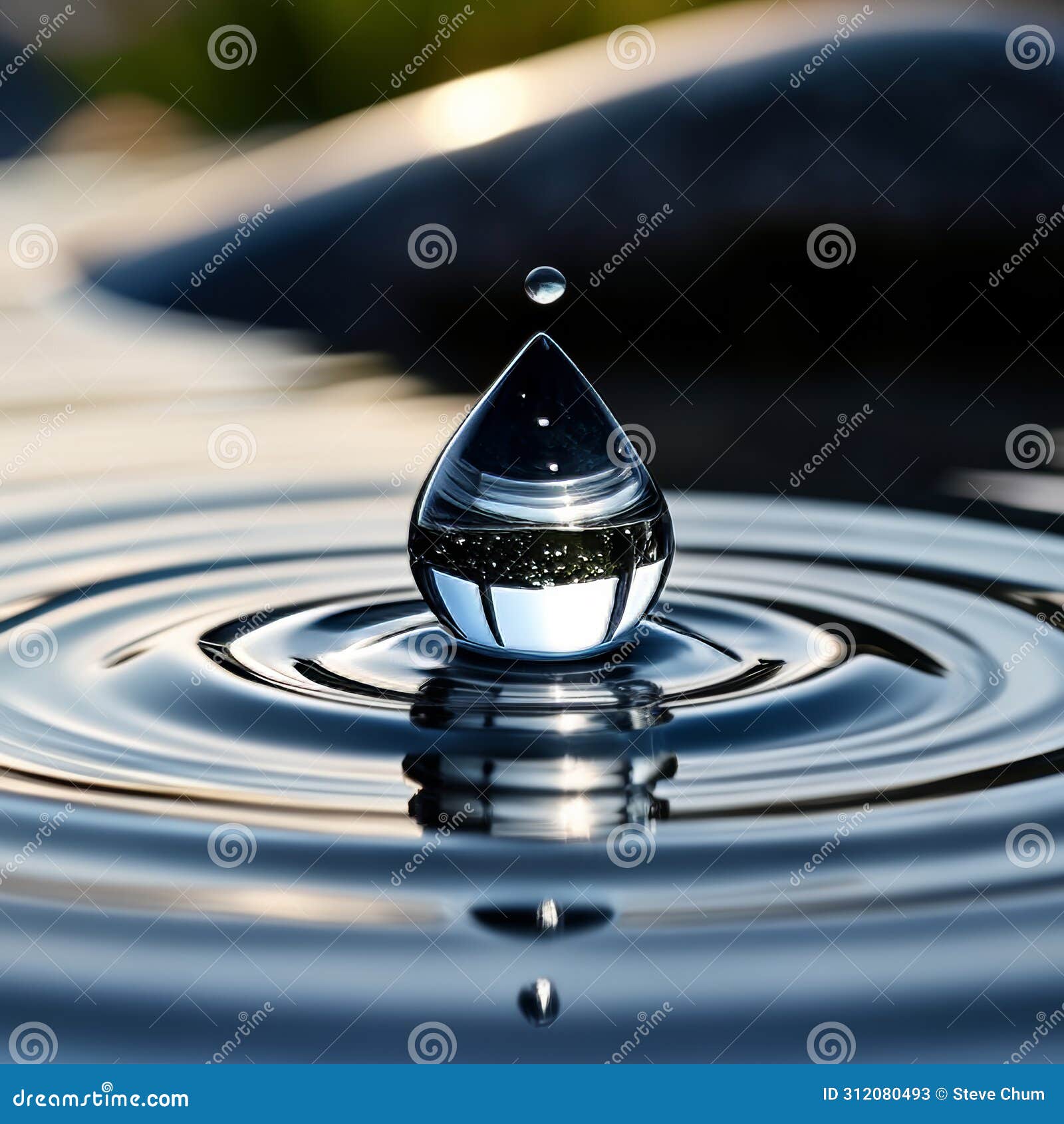 Water Drop with Ripples and Ripples on the Water Surface. Stock ...