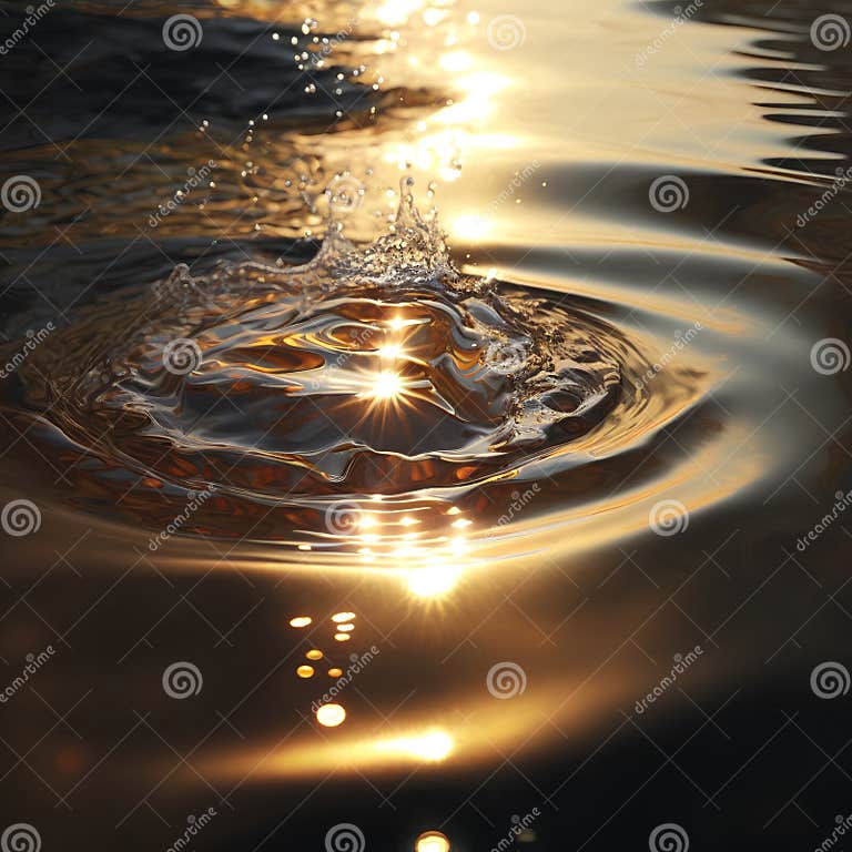 Water Drop and Ripples. Splash Effect after Collision a Falling Drops ...