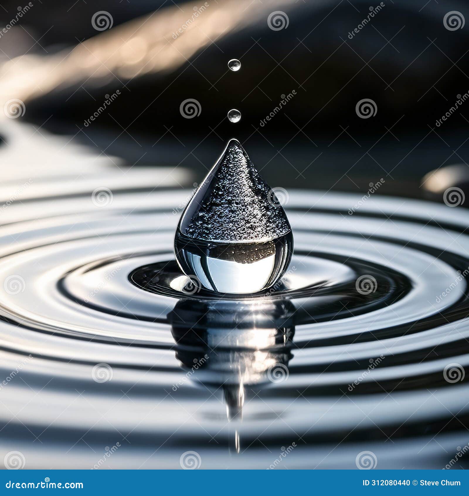 Water Drop with Ripples and Ripples on the Water Surface. Stock ...