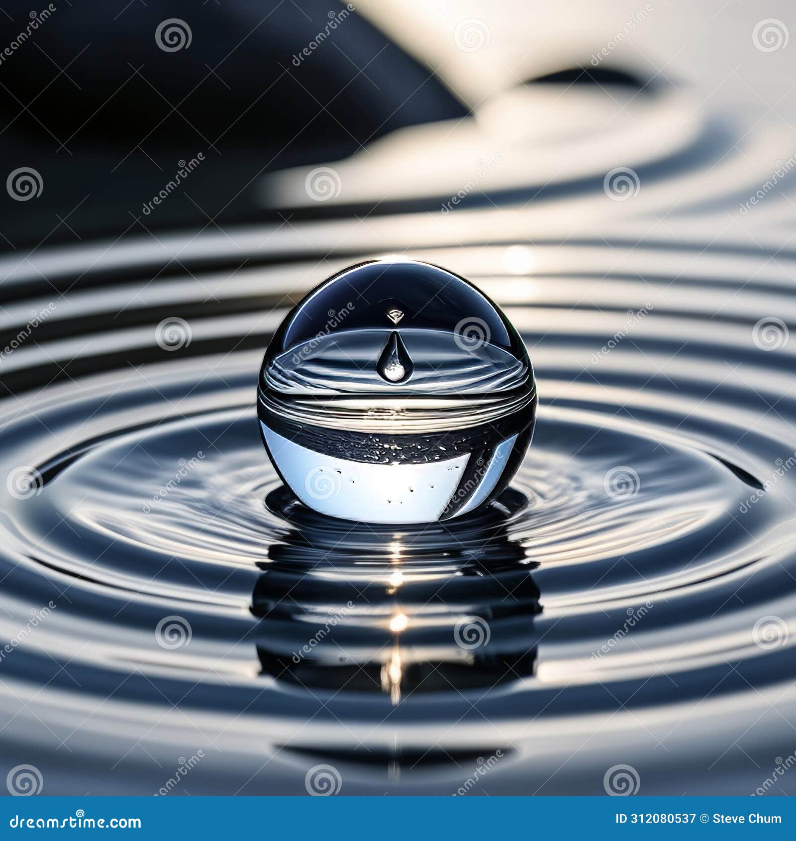 Water Drop with Ripples and Ripples on the Water Surface. Stock ...