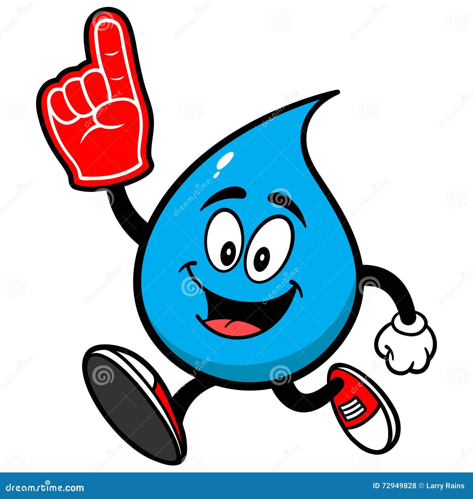 Water Drop Running with a Foam Finger Stock Vector - Illustration of ...