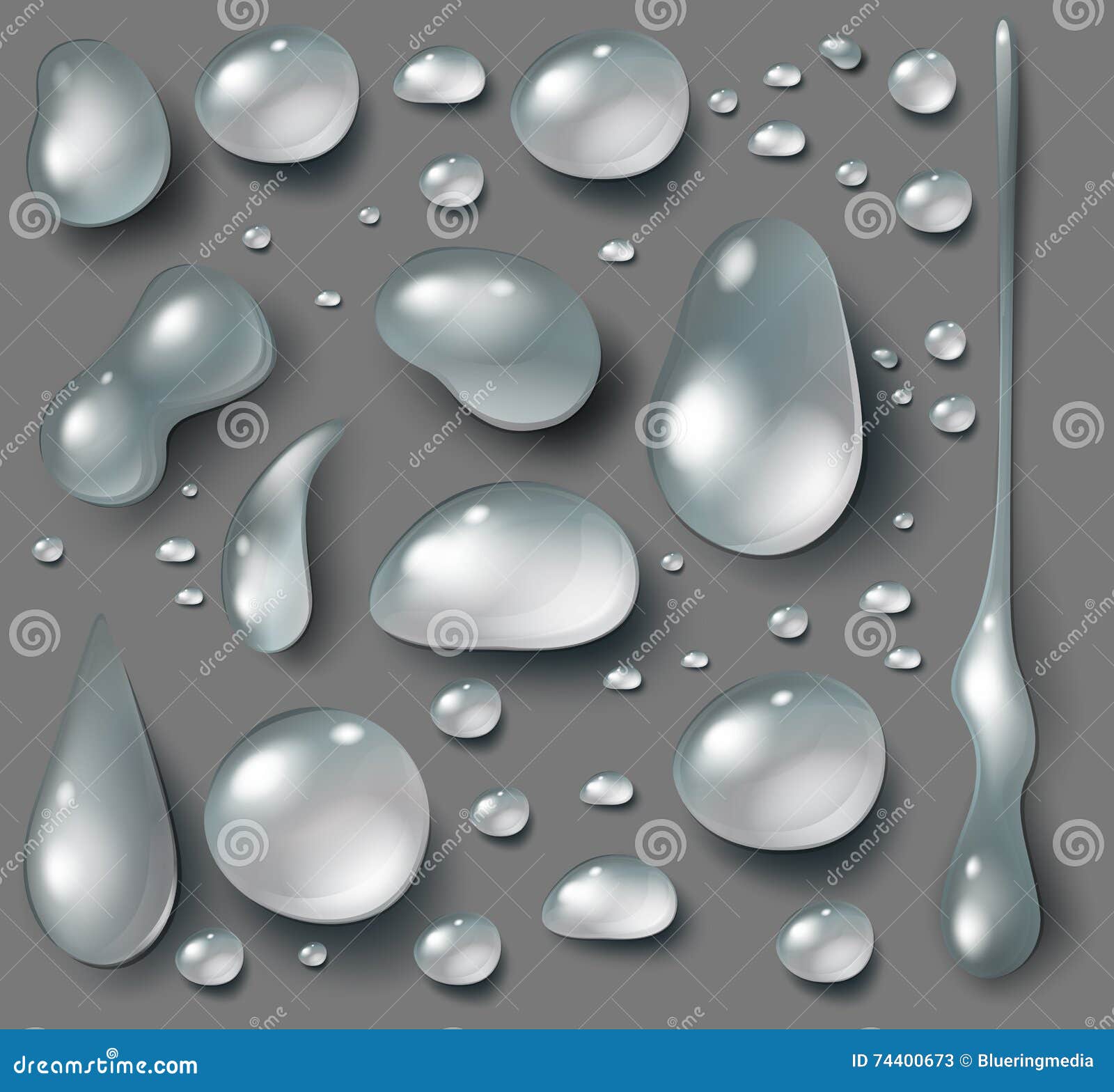Water Drop Set on Gray Background Stock Vector - Illustration of liquid ...