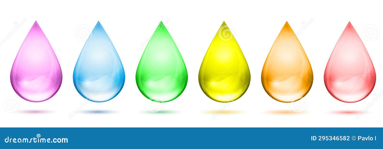 Water Drop Set Isolated, Colored Rain Droplets, Multicolored Separated ...