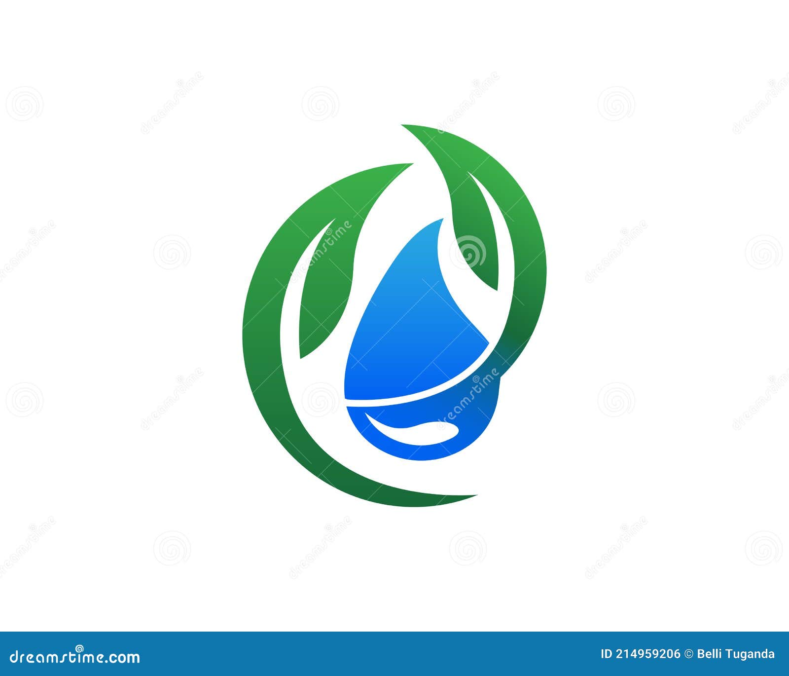 Water Drop Shape with Tree Leaf, Hydroponics Logo Concept, Flat Design ...
