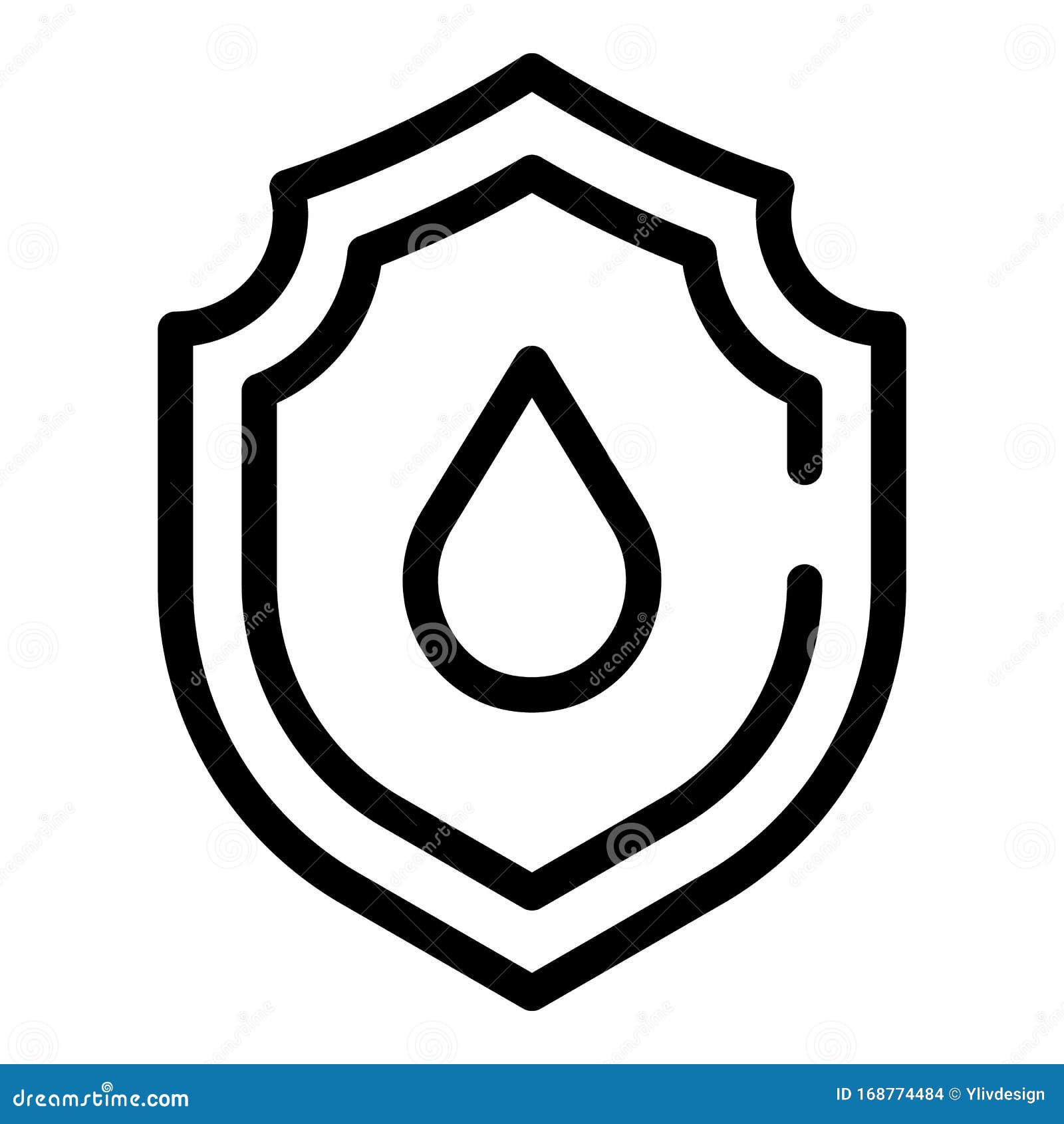 Water Drop Shield Icon, Outline Style Stock Vector - Illustration of ...
