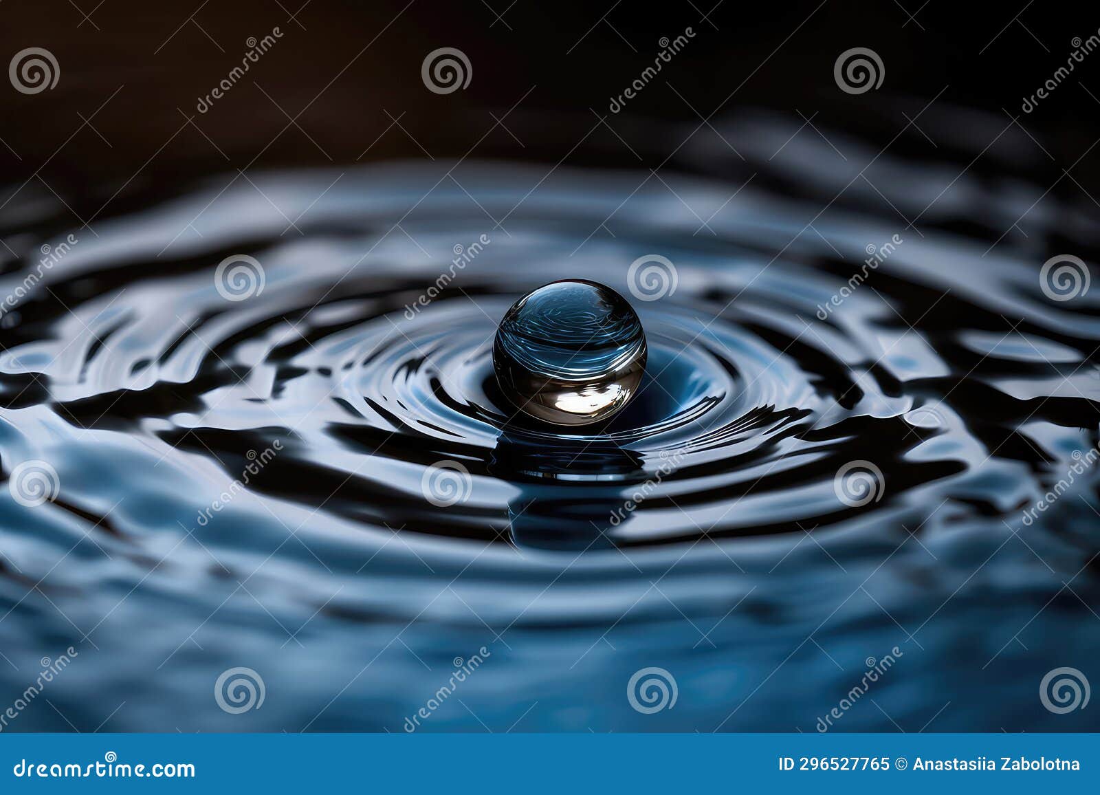 Water Drop Sitting Below Surface As Ripple Flows in Water. Generative ...