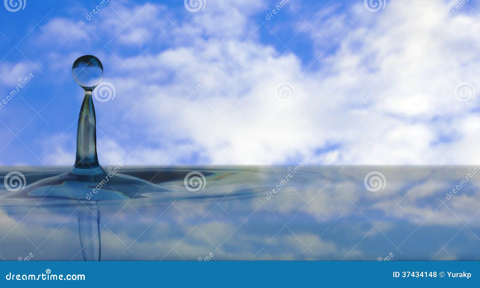 Water Drop on Sky Background Stock Photo - Image of tranquil, ripple ...