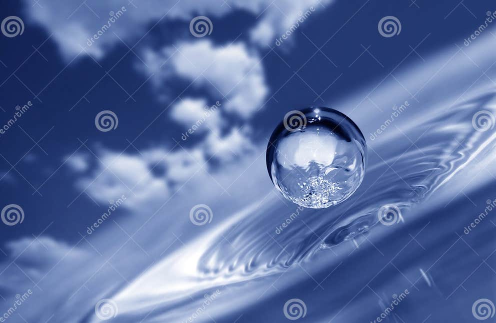 Water Drop on Sky Background Stock Image - Image of flowing, drop: 57844431