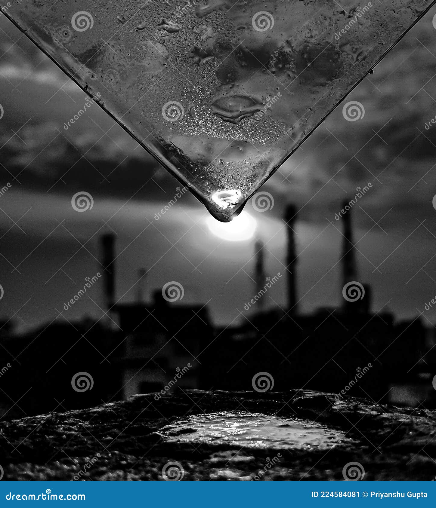 Water Drop Sliding on a Transparent Glass Edge Stock Image - Image of ...