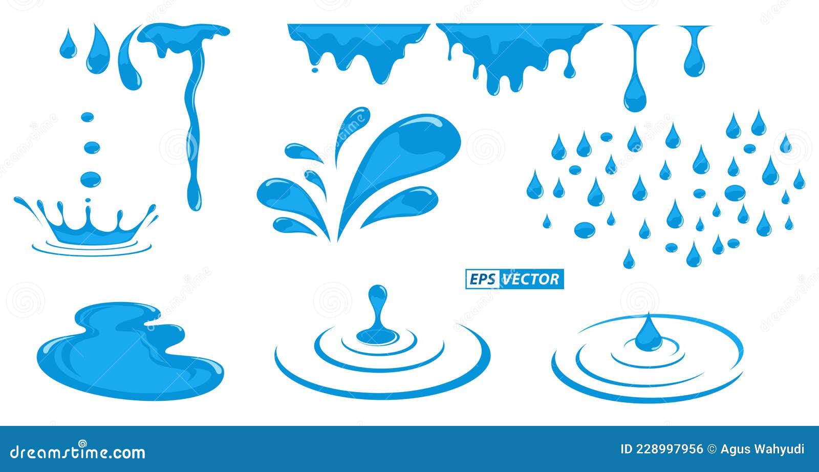 Set of Realistic Liquid Ripples or Ripple Water Raindrop Isolated or ...