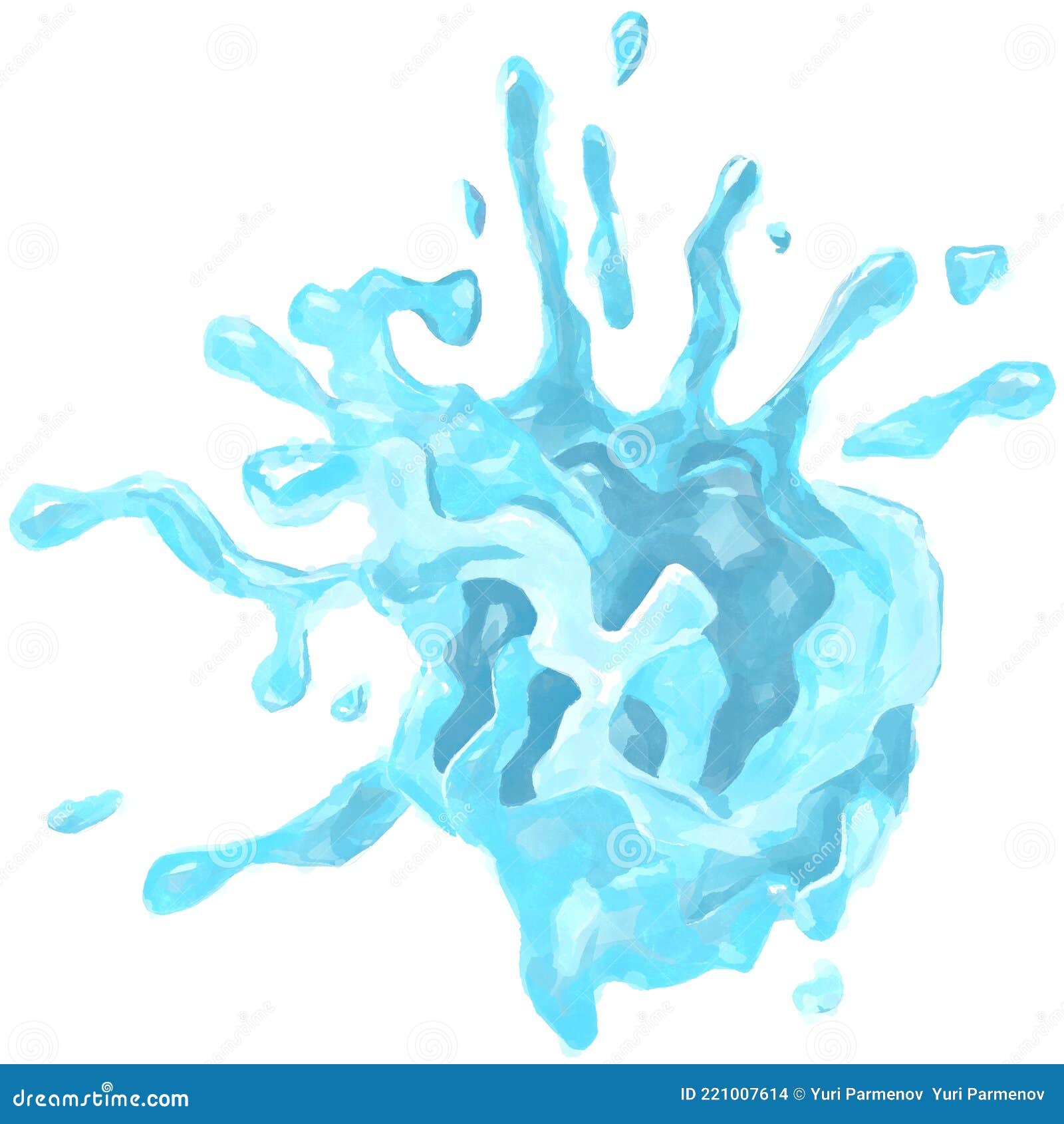 Water Drop Splash. Blue Splatter Liquid, Isolated On White Background ...