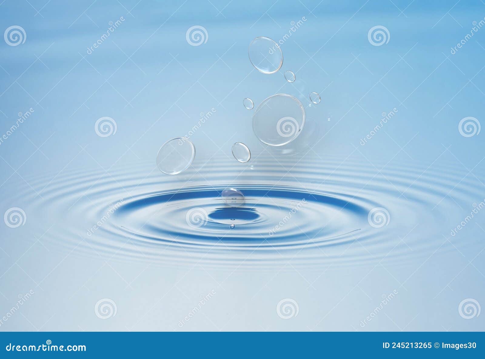 Water Drop Splash with Circular Ripple 3d Illustration Stock ...