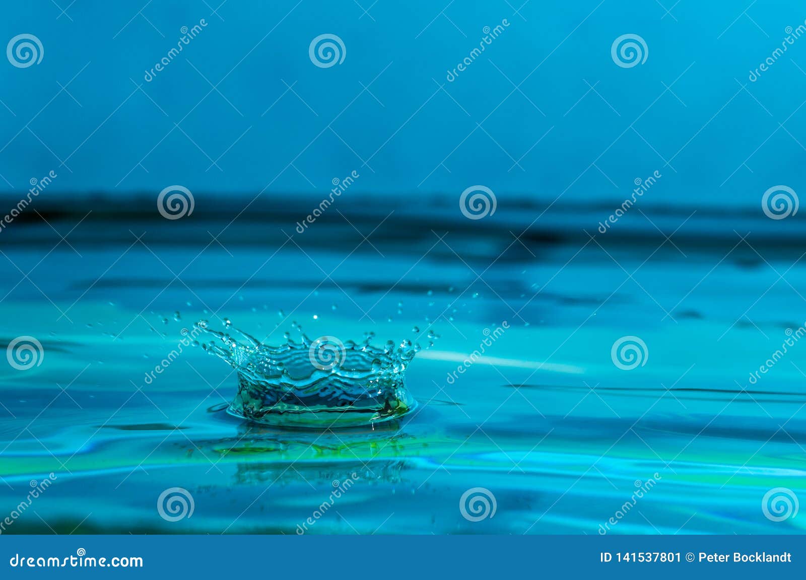 Water drop splash impact stock image. Image of blue - 141537801