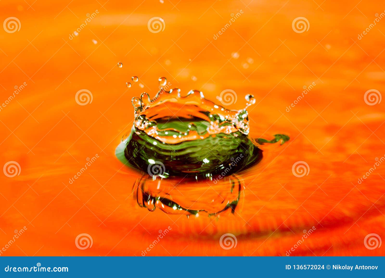Water Drop Splash Natural Background. Orange Yellow Abstract Water ...