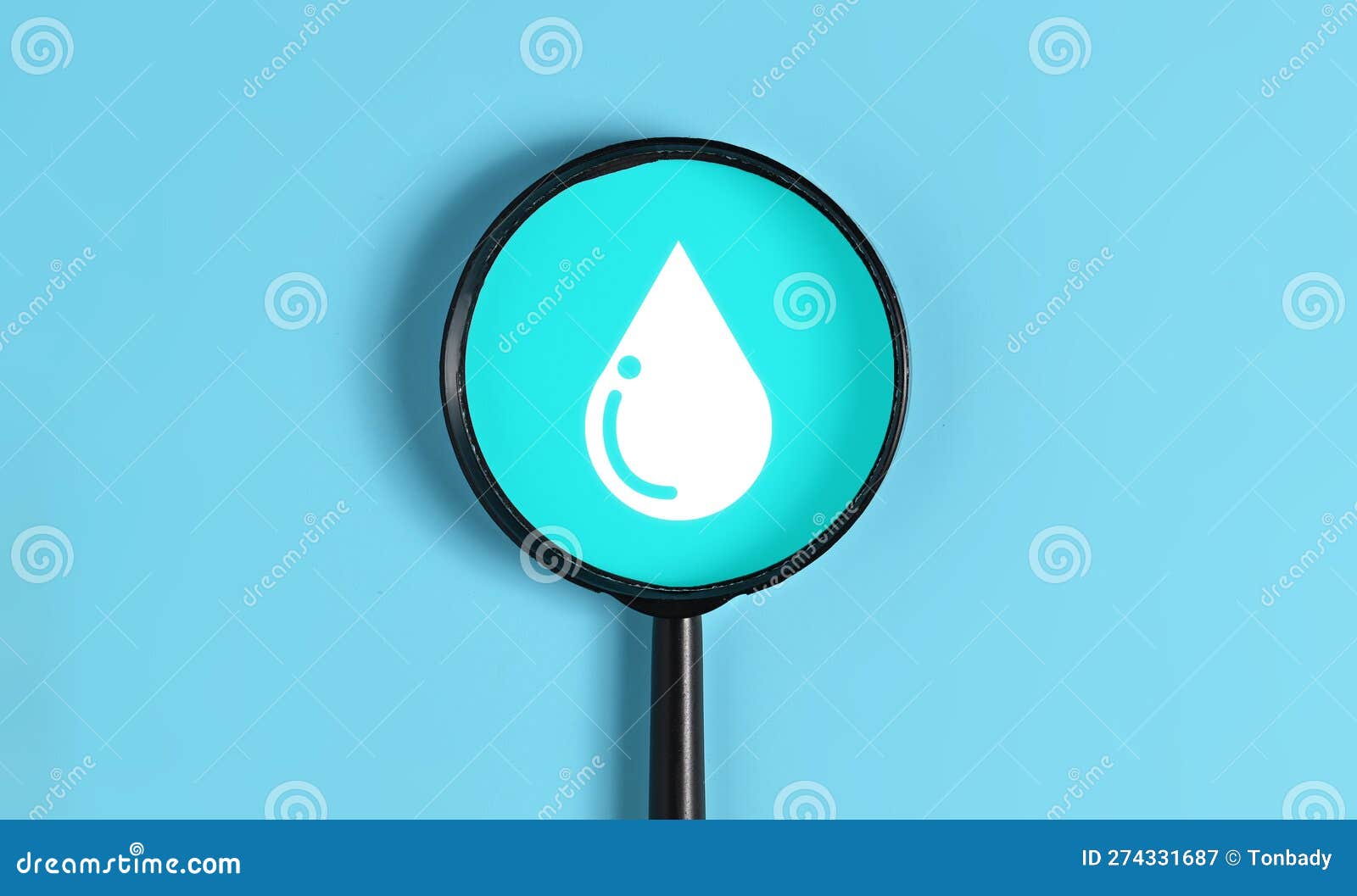 Water Drop Symbol on Magnifying Glass Stock Image - Image of care, save ...
