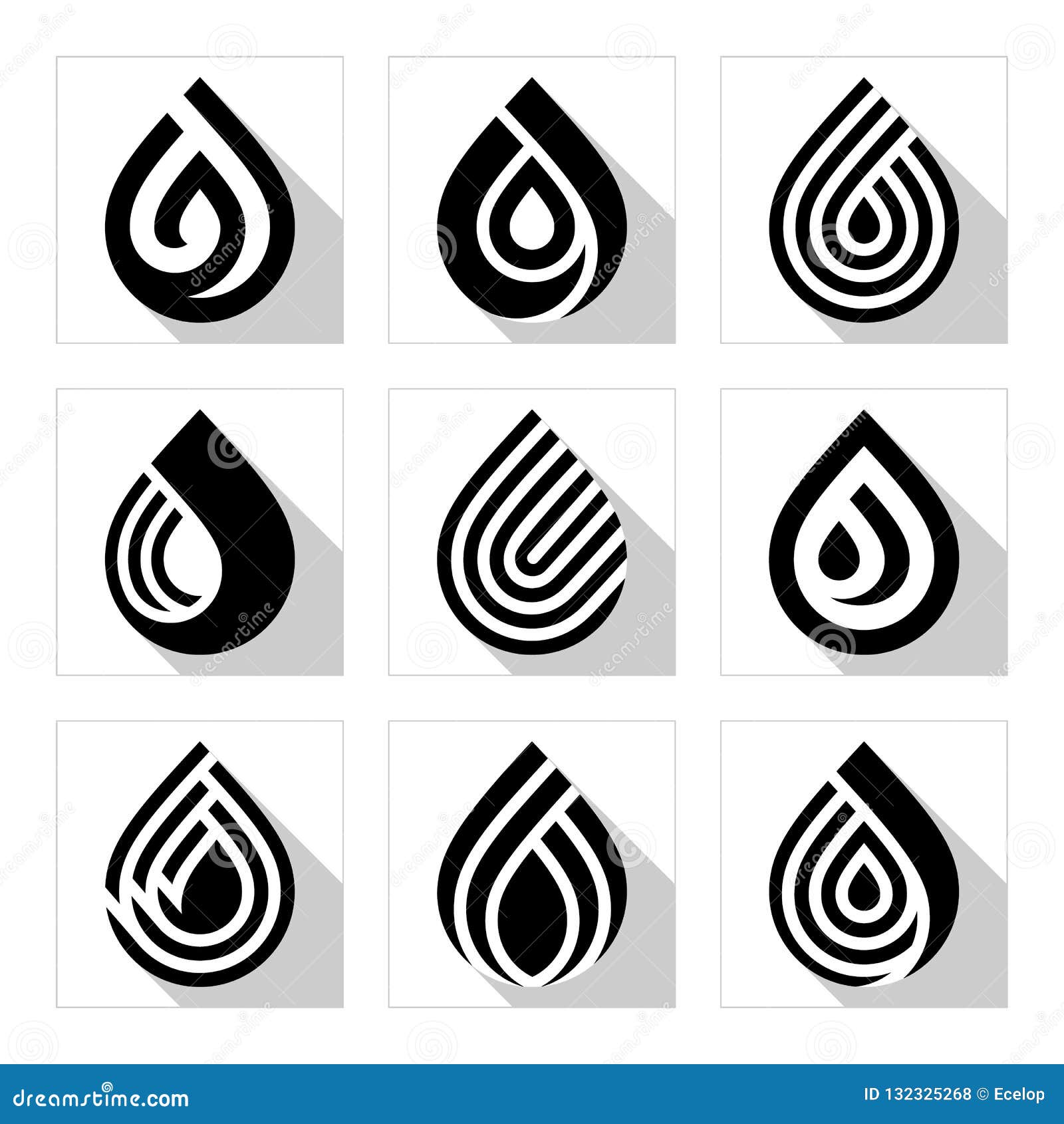 Water Drop Symbols Set Black Signs for Logo Stock Vector - Illustration ...