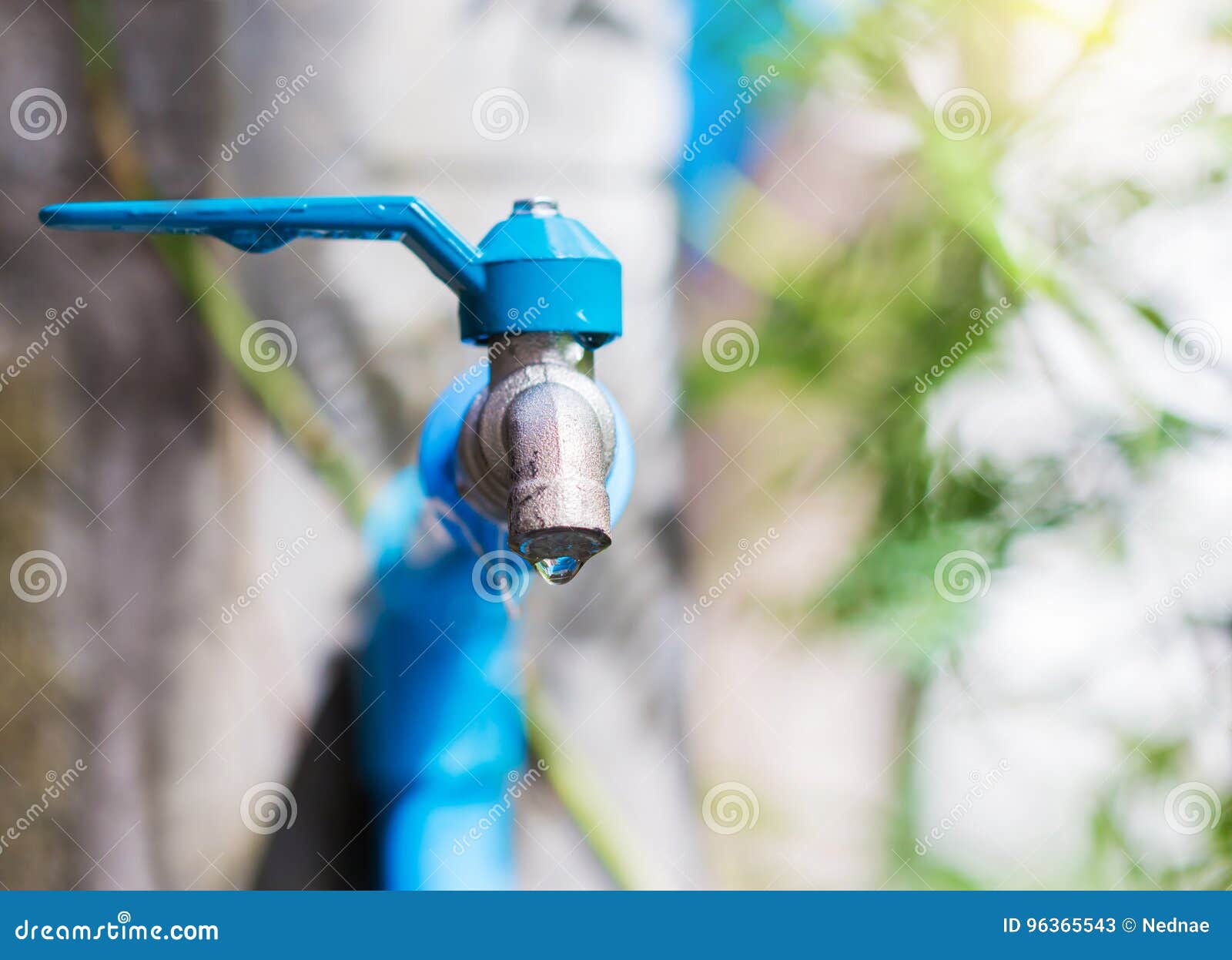 Dripping tap with drop. stock image. Image of brass, faucet - 96365543