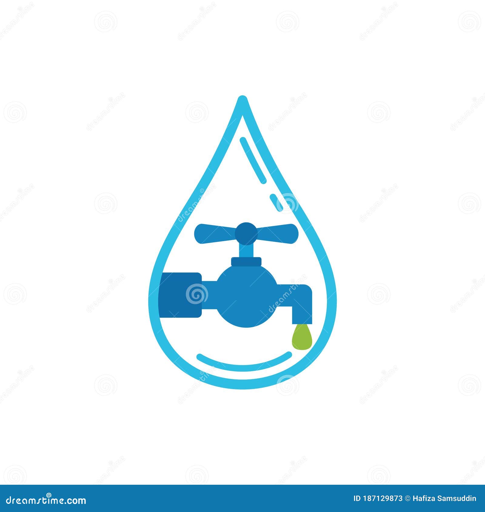 Water Drop with Water Tap. Vector Illustration Decorative Design Stock ...