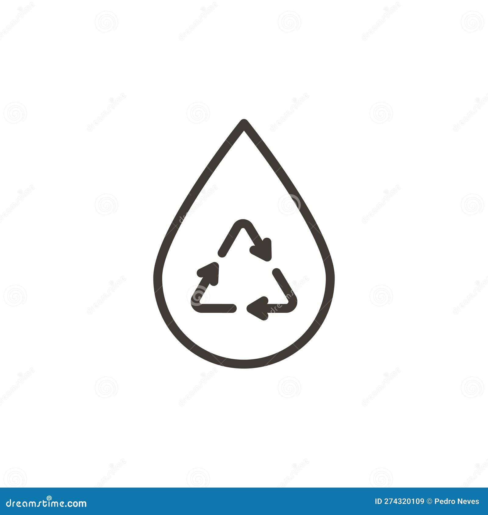 Water Drop with Triangle with Arrows Recycle Symbol. Vector Thin Line ...