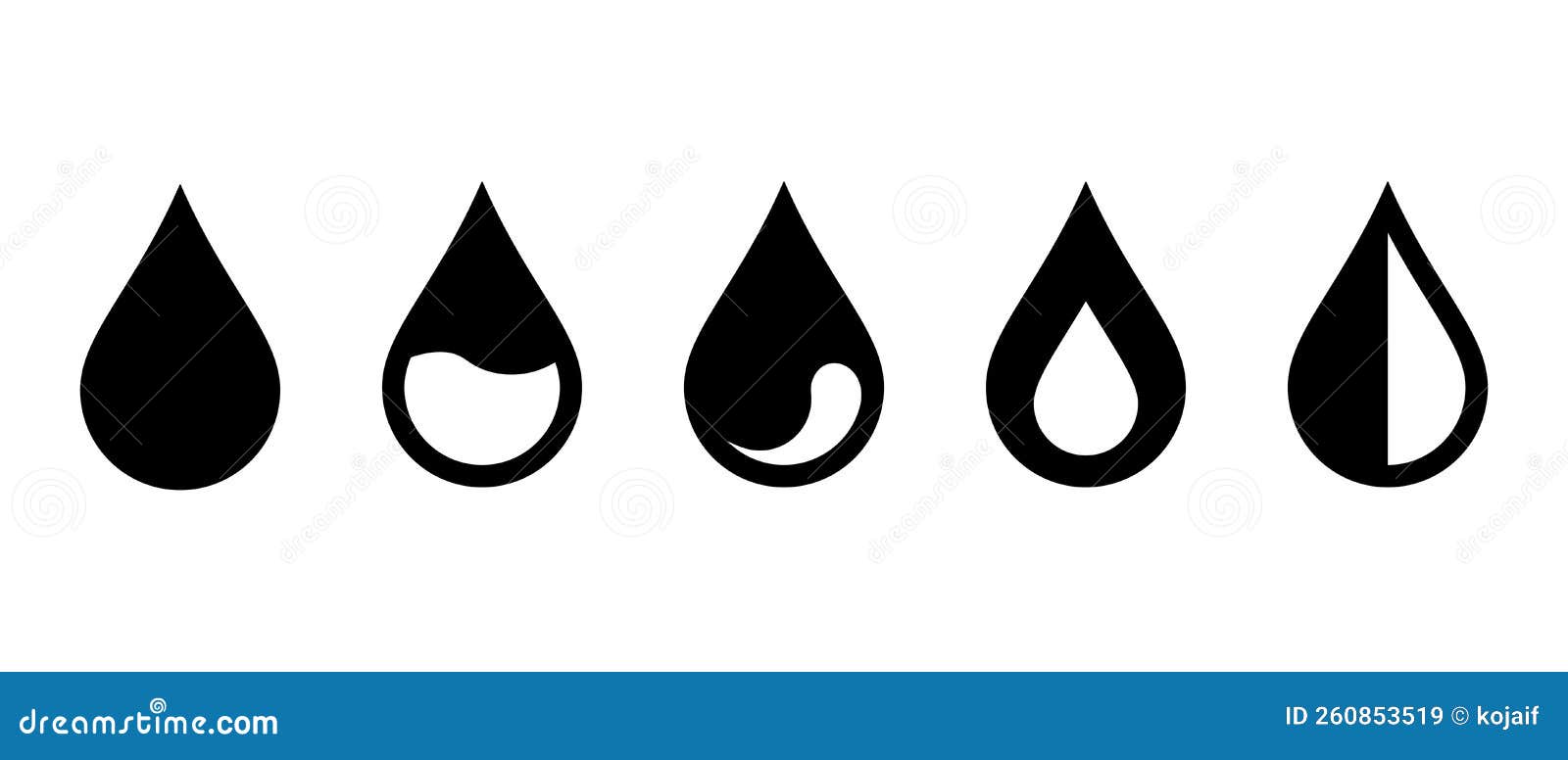 Water Drop Vector Icons Set. Black and White Water or Oil Drop Symbol ...