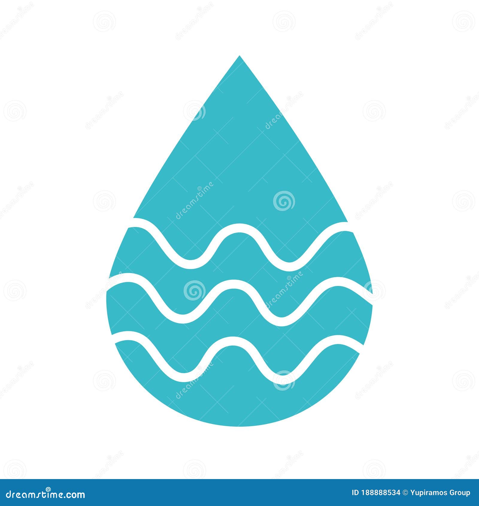 Water Drop With Waves Nature Liquid Blue Silhouette Style Icon Vector ...