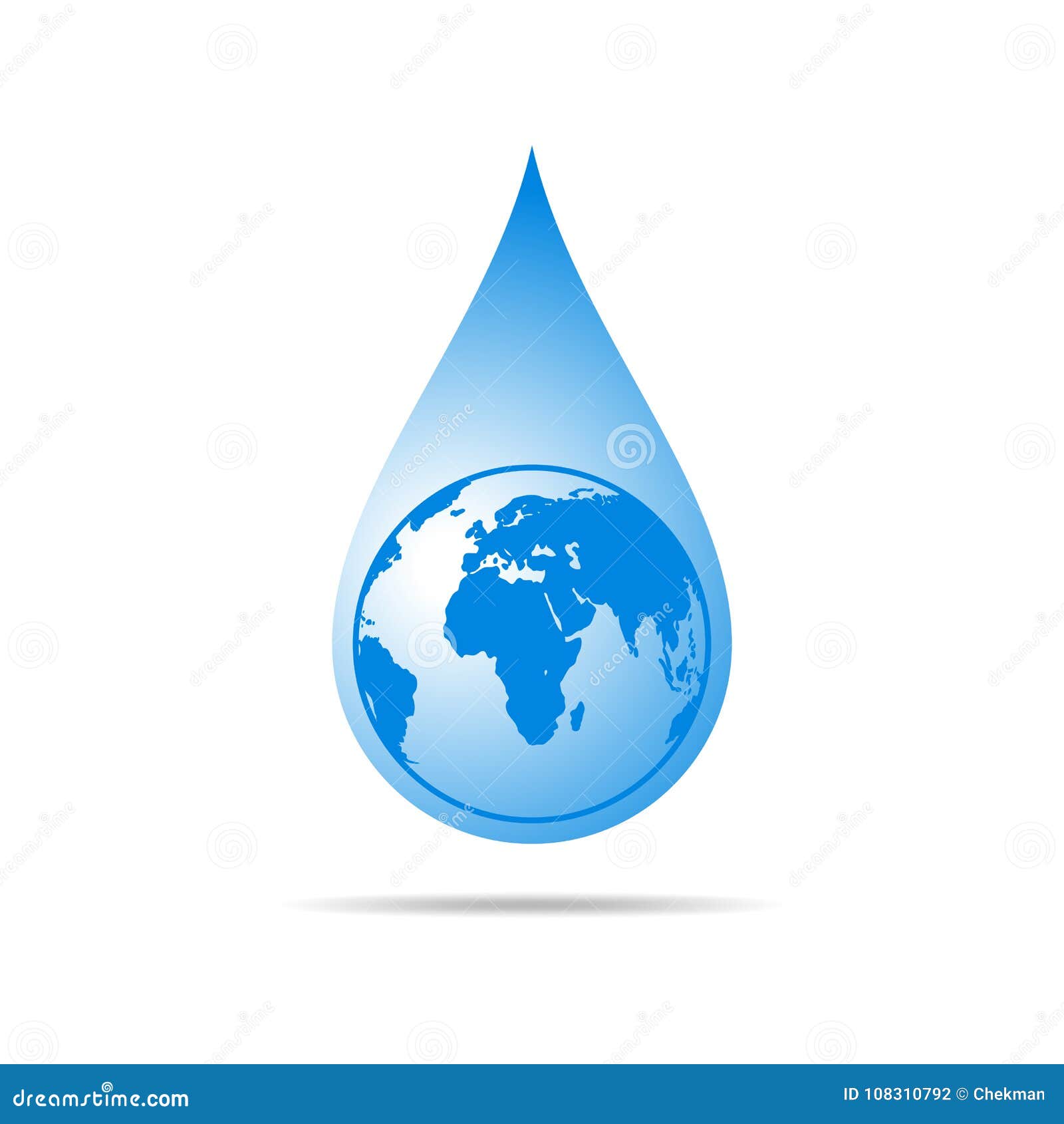 Water Drop with a World Map. Vector Illustration. Stock Illustration ...