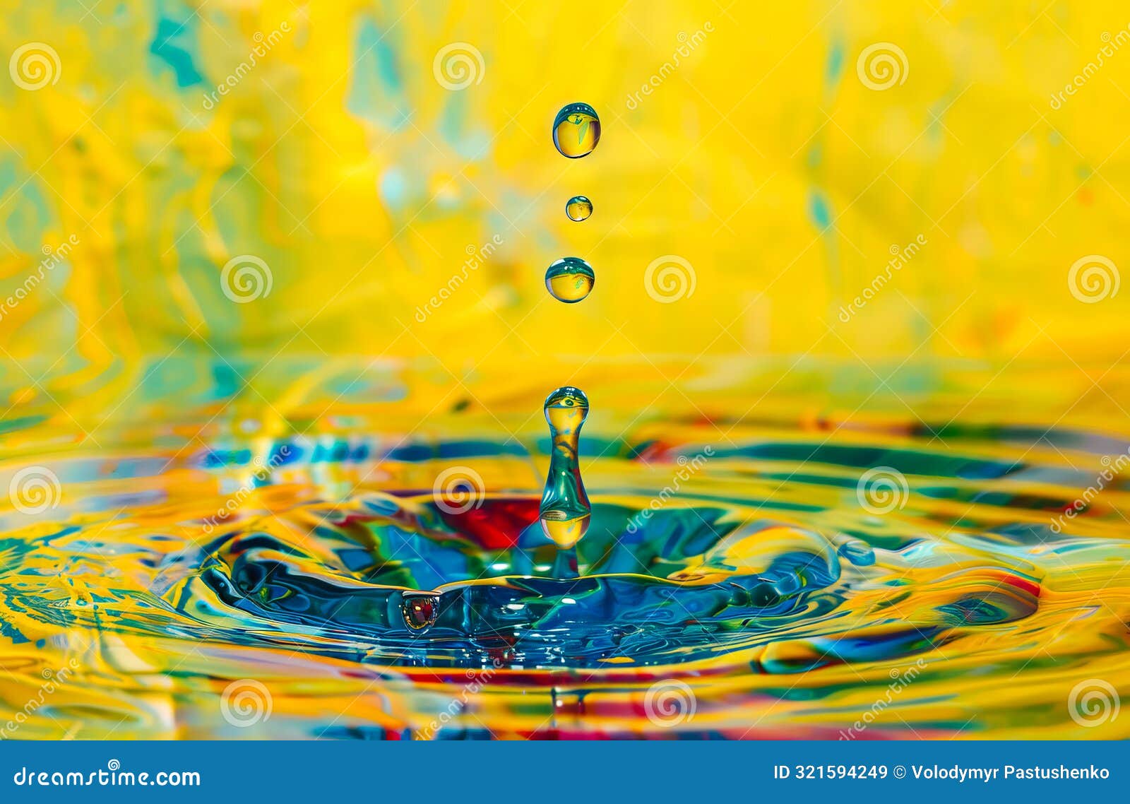 A Water Drop in a Yellow and Blue Background Stock Illustration ...