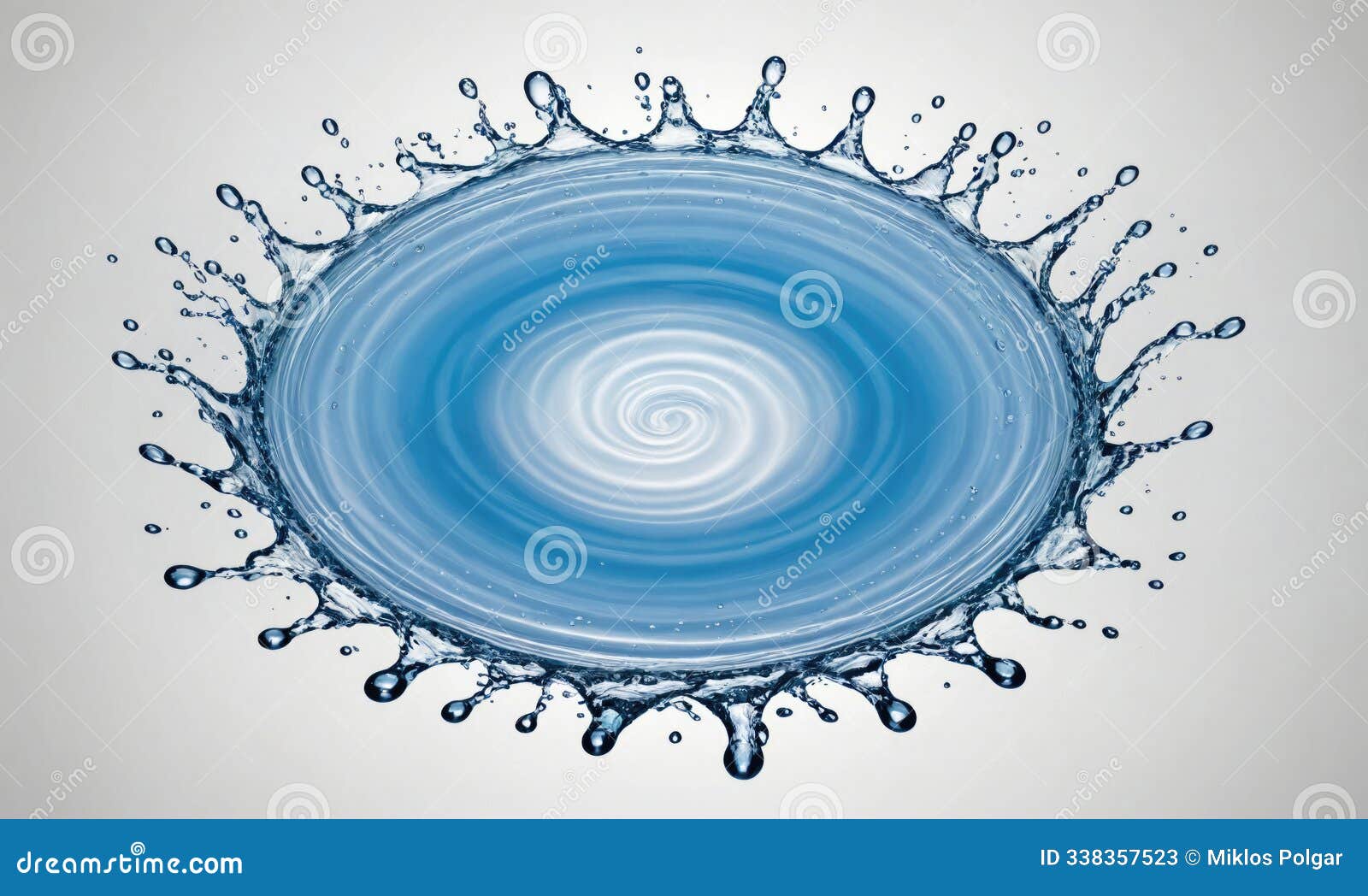 A Water Droplet Creates a Ripple and Splash on a White Background Stock ...