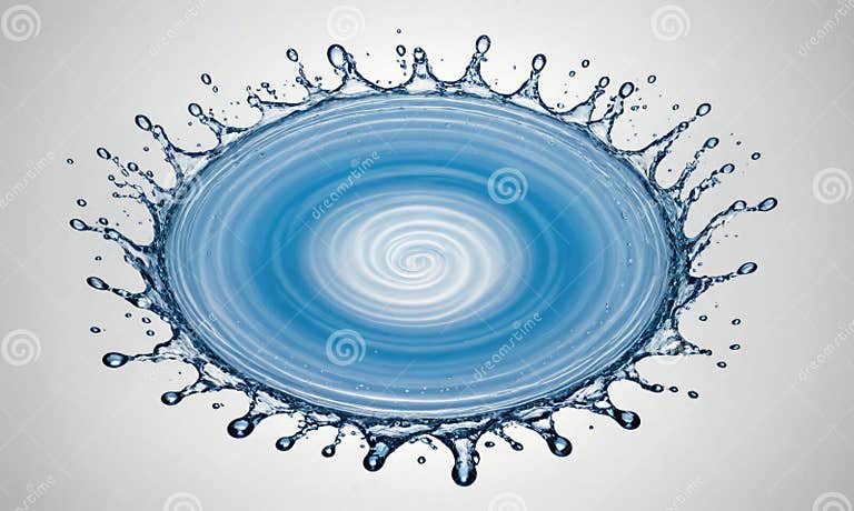 A Water Droplet Creates a Ripple and Splash on a White Background Stock ...