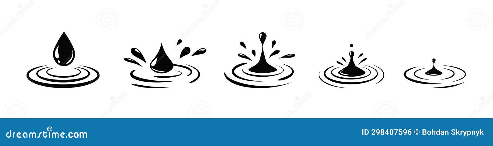 Water Droplet Fall Fx Logo Animation. Moisture Drop Ripple Icon Stock ...