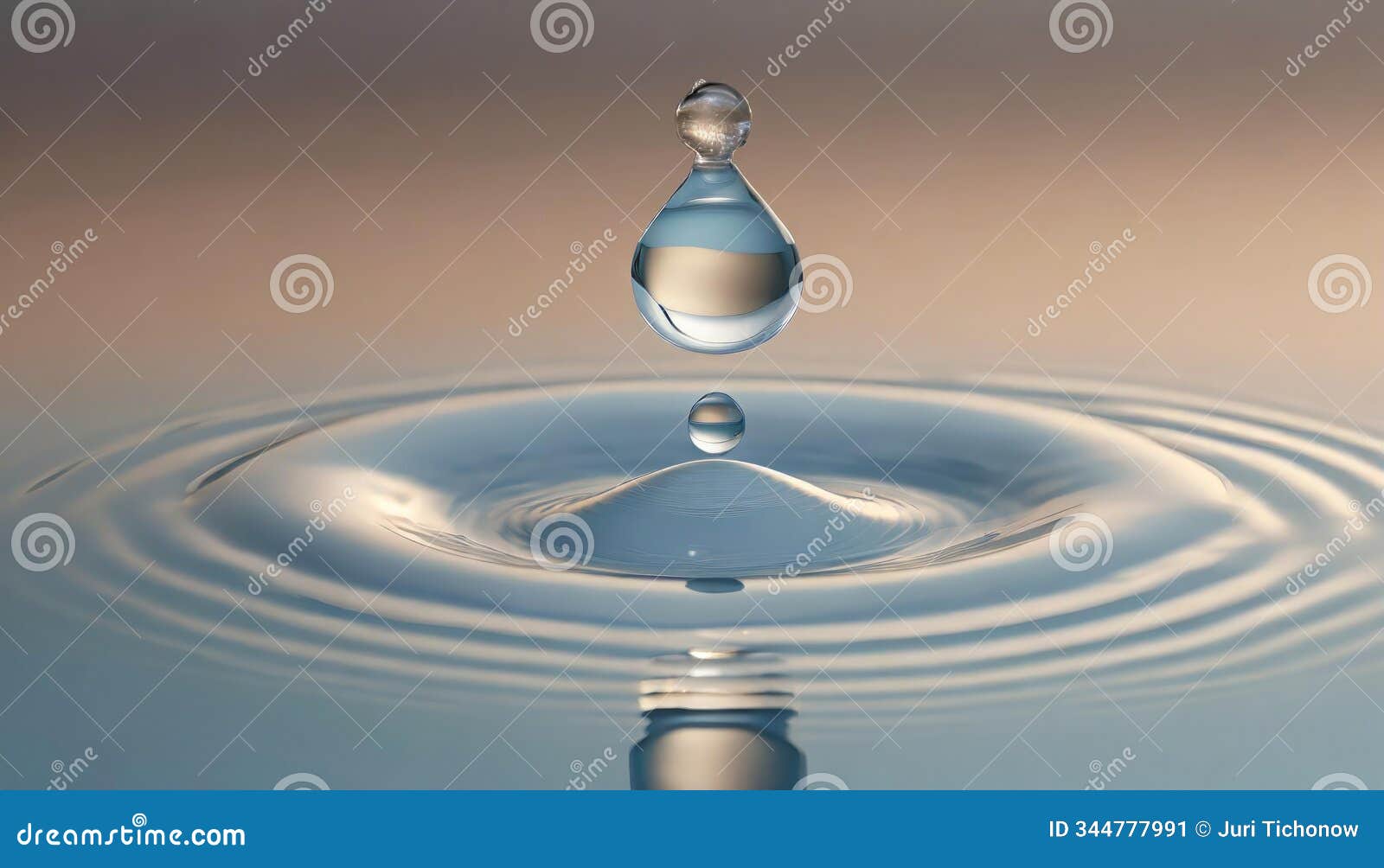 A Water Droplet Falling into a Pool, Creating Ripples with a Serene and ...
