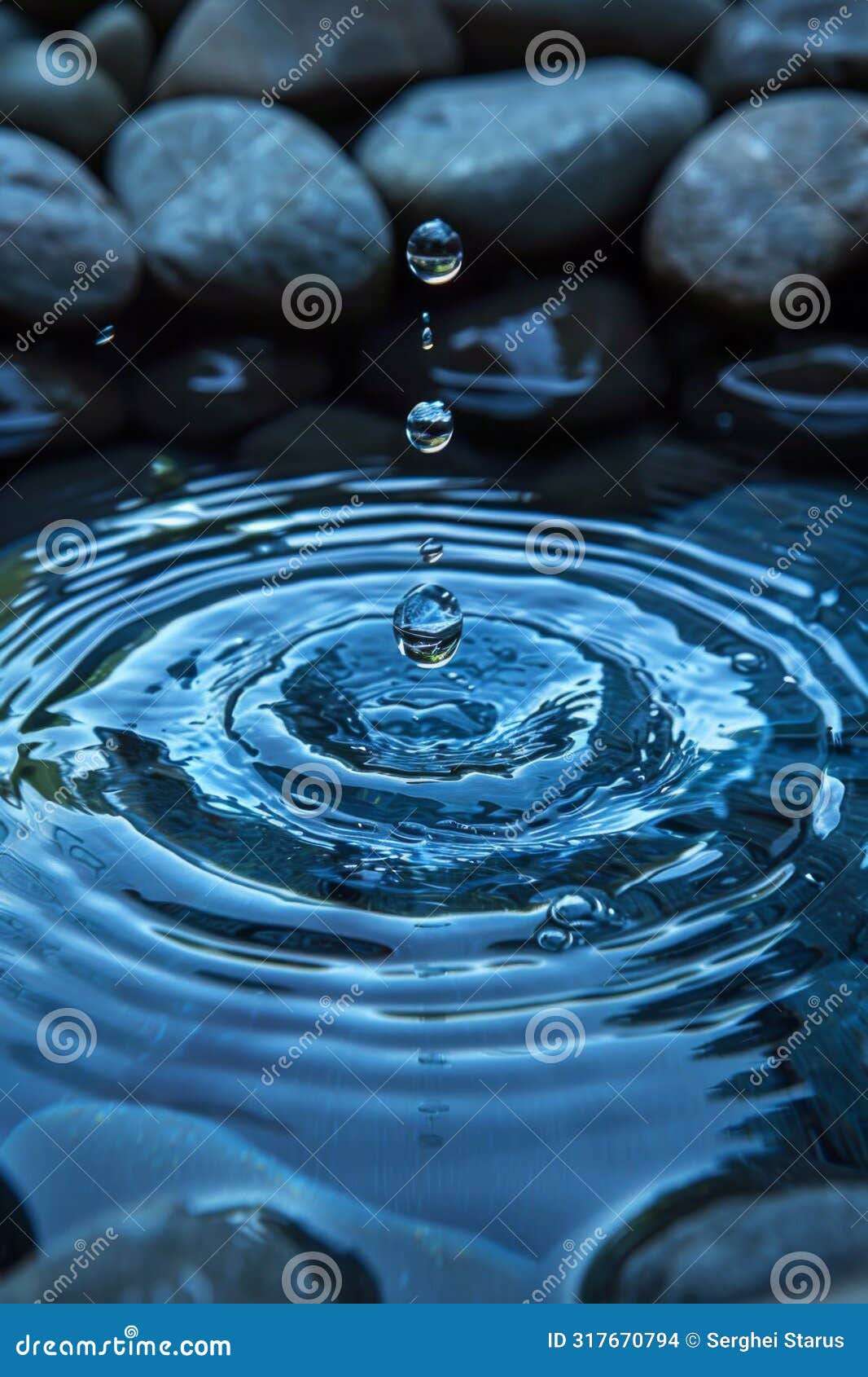 A Water Droplet is Falling into a Small Puddle of Water, AI Stock ...