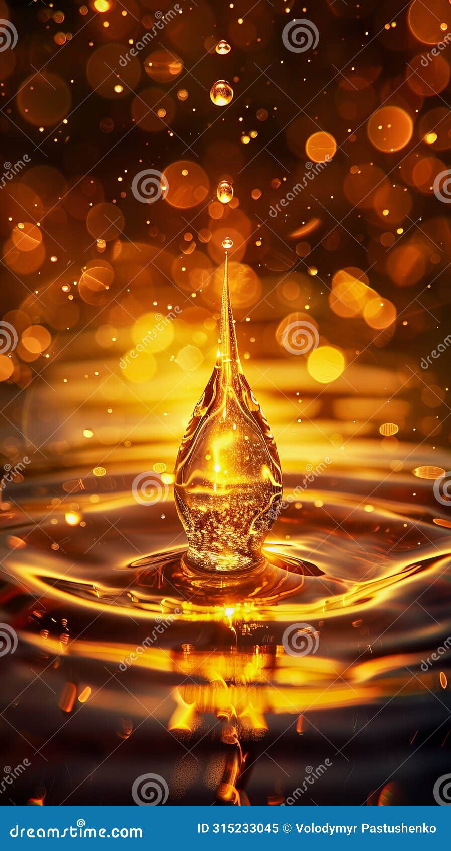 A Water Droplet with Golden Light on it Stock Image - Image of gold ...