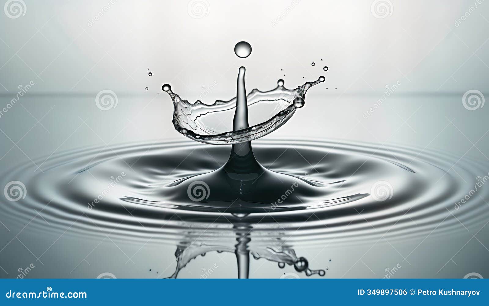 Water Droplet Impacting Surface Creates Dynamic Splash. Water Ripples ...